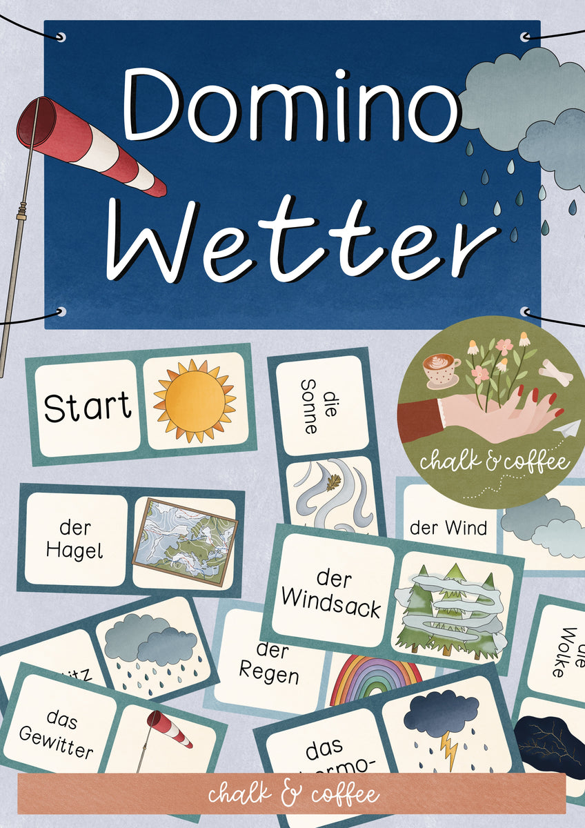 Domino Wetter - Legespiel zu den Wetterphänomene und Messgeräten ...
