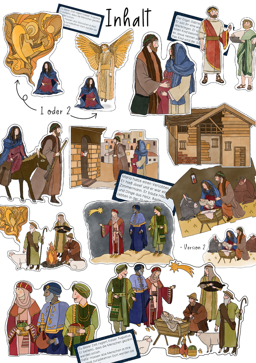 Weihnachtsgeschichte Tafelmaterial - Bildkarten & Textkarten zur bibli ...