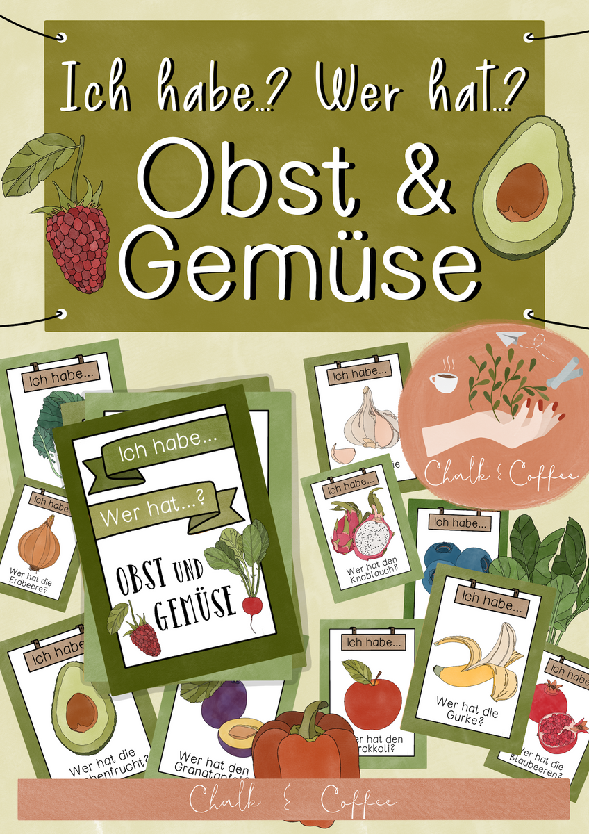 Ich habe...? Wer hat...? Obst und Gemüse - Lernspiel (PDF) – Chalk & Coffee