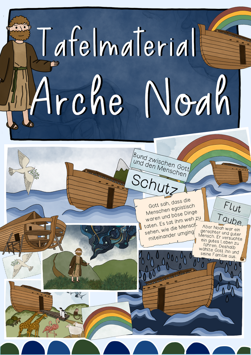 Arche Noah Tafelmaterial - Bildkarten zur Bibelgeschichte (PDF) – Chalk ...