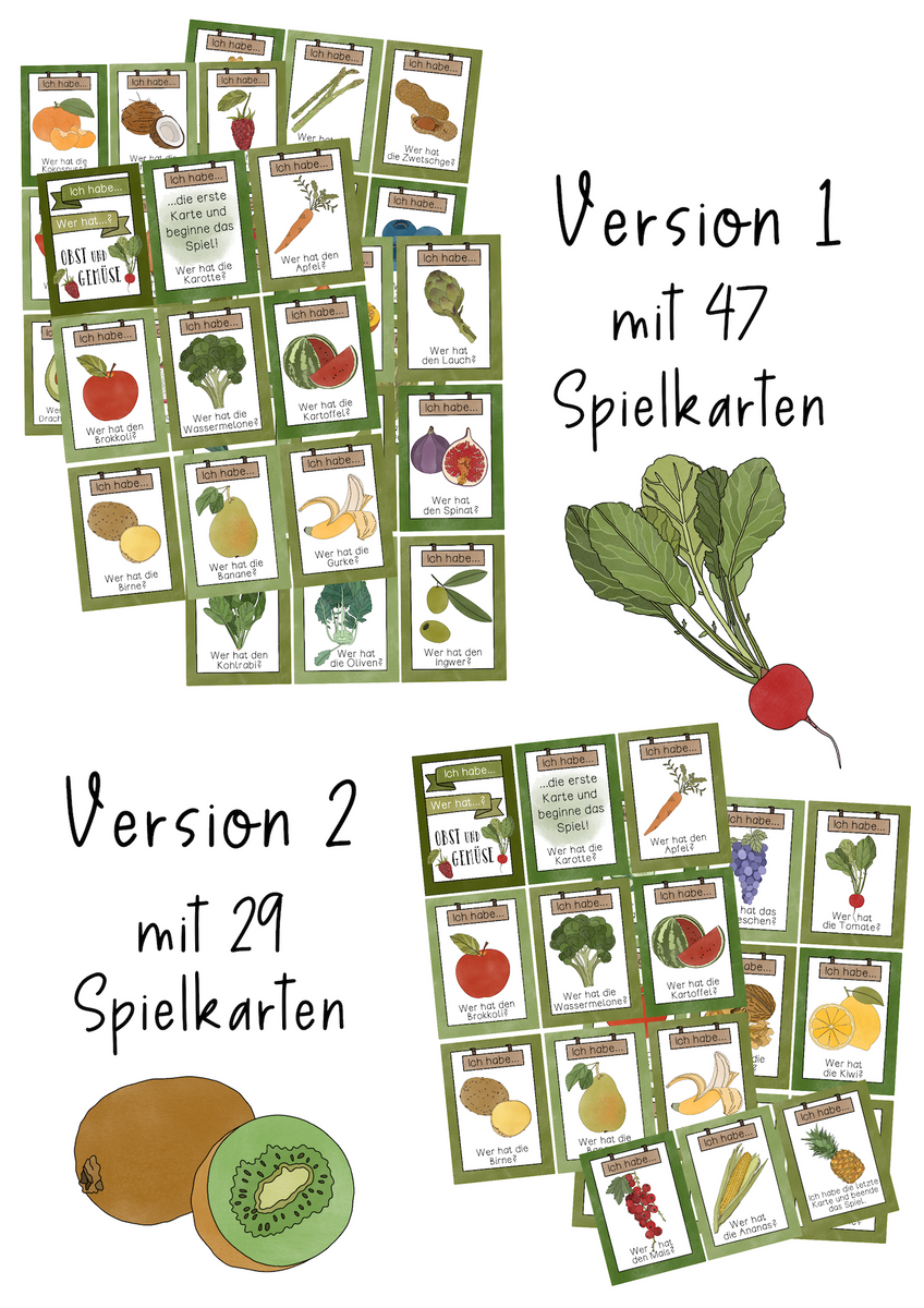 Ich habe...? Wer hat...? Obst und Gemüse - Lernspiel (PDF) – Chalk & Coffee