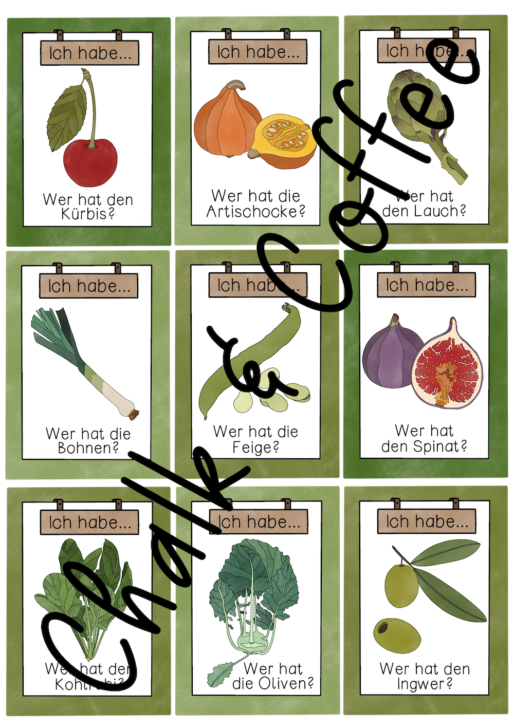 Ich habe...? Wer hat...? Obst und Gemüse - Lernspiel (PDF) – Chalk & Coffee