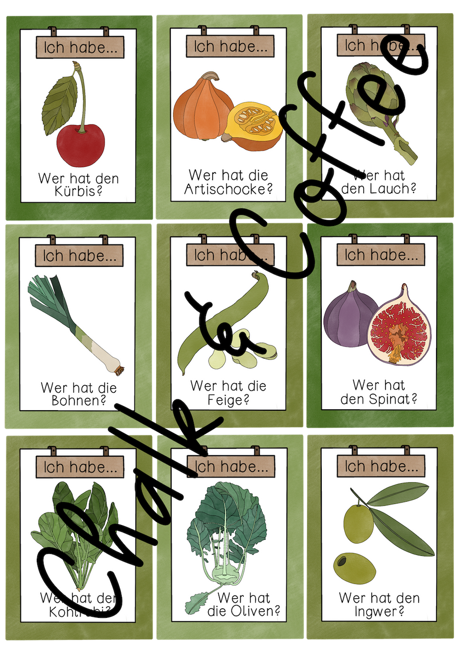 Ich habe...? Wer hat...? Obst und Gemüse - Lernspiel (PDF) – Chalk & Coffee